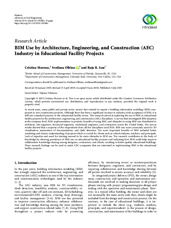 (PDF) BIM Use by Architecture, Engineering, and Construction (AEC) Industry in Educational ...