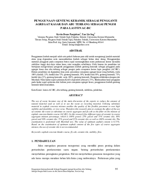(PDF) Penggunaan Genteng Keramik sebagai Pengganti Agregat Kasar dan ...