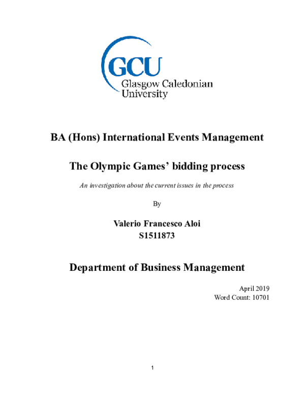 (PDF) The Olympic Games’ bidding process - An investigation about the ...