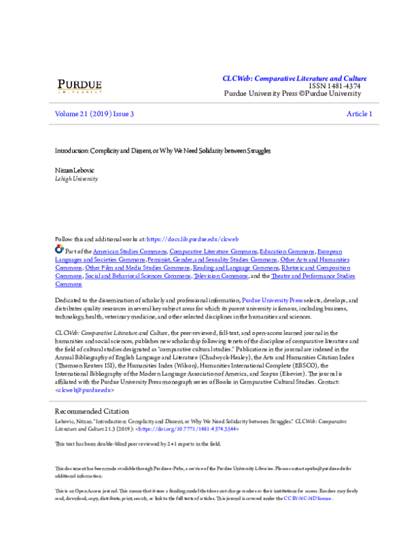 (PDF) Introduction: Complicity and Dissent, or Why We Need Solidarity between Struggles