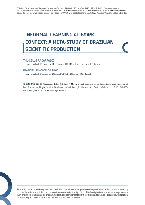 (PDF) Informal Learning at Work Context: A Meta-Study of Brazilian Scientific Production ...
