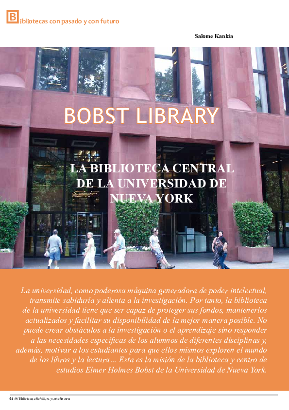 (PDF) Bobst Library. La biblioteca central de la Univesidad de Nueva York