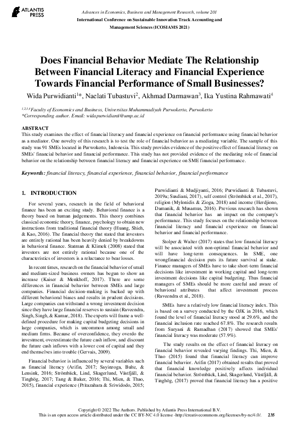 (PDF) Does Financial Behavior Mediate The Relationship Between Financial Literacy and Financial ...