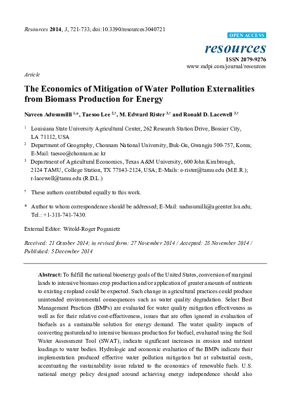 (PDF) Article The Economics of Mitigation of Water Pollution ...