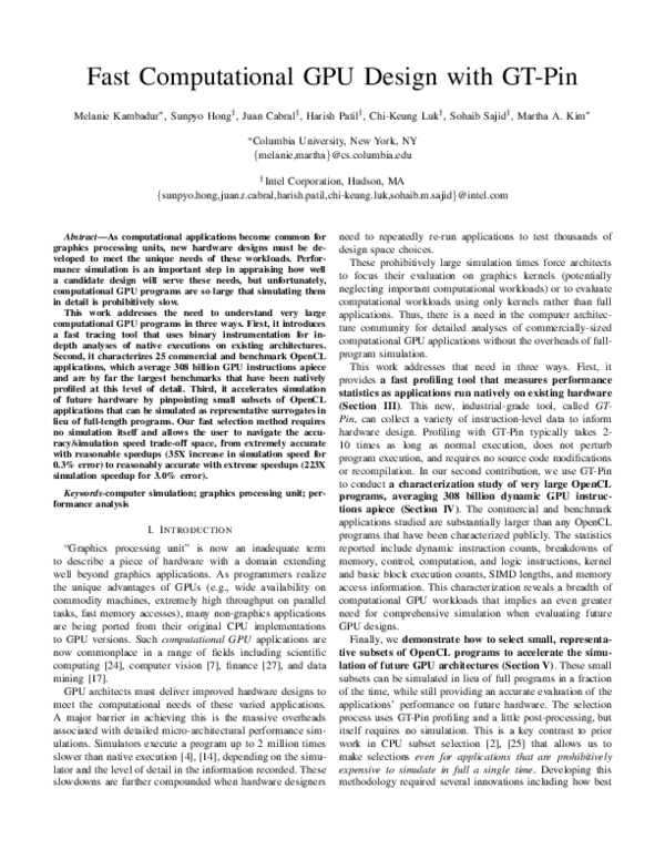 (PDF) Fast Computational GPU Design with GT-Pin