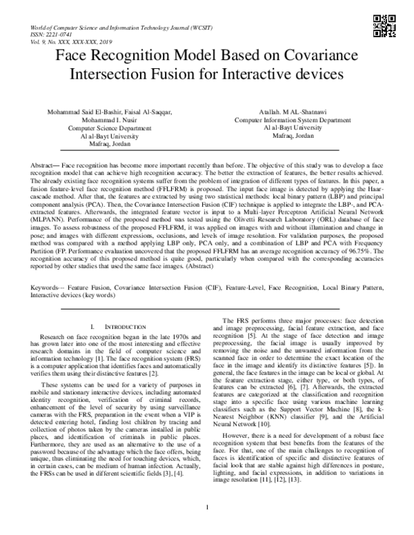 (PDF) Face Recognition Model Based on Covariance Intersection Fusion for Interactive devices