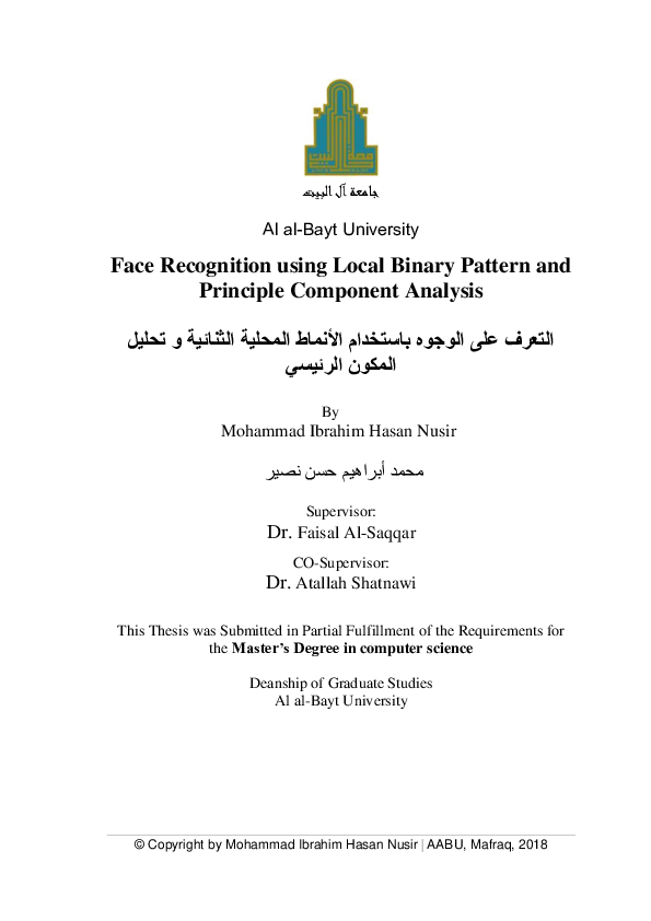 Pdf Face Recognition Using Local Binary Pattern And Principle Component Analysis