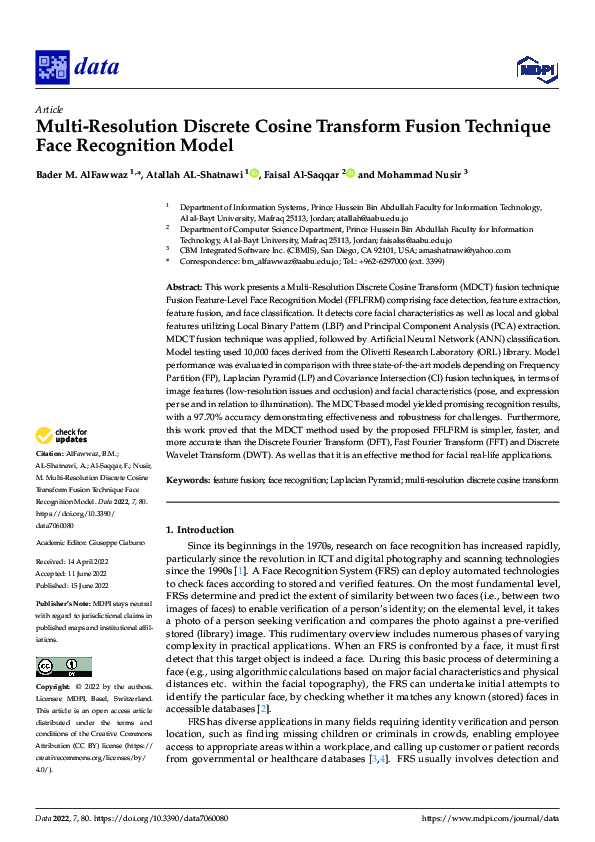 Pdf Dct Fusion For Face Recognition