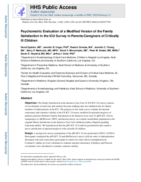 (PDF) Psychometric Evaluation of a Modified Version of the Family ...