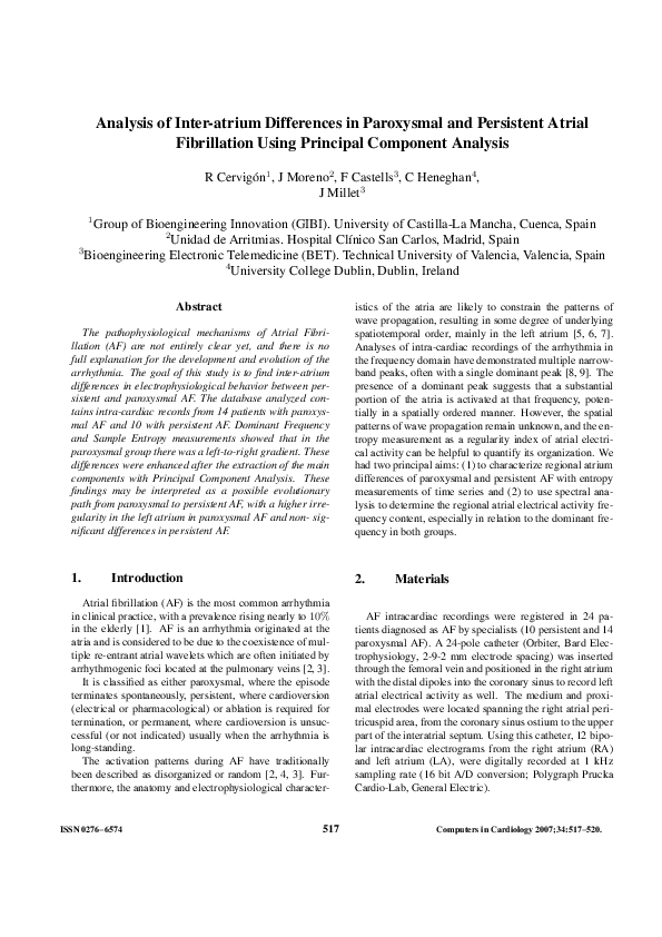 (PDF) Analysis of inter-atrium differences in paroxysmal and persistent atrial fibrillation ...