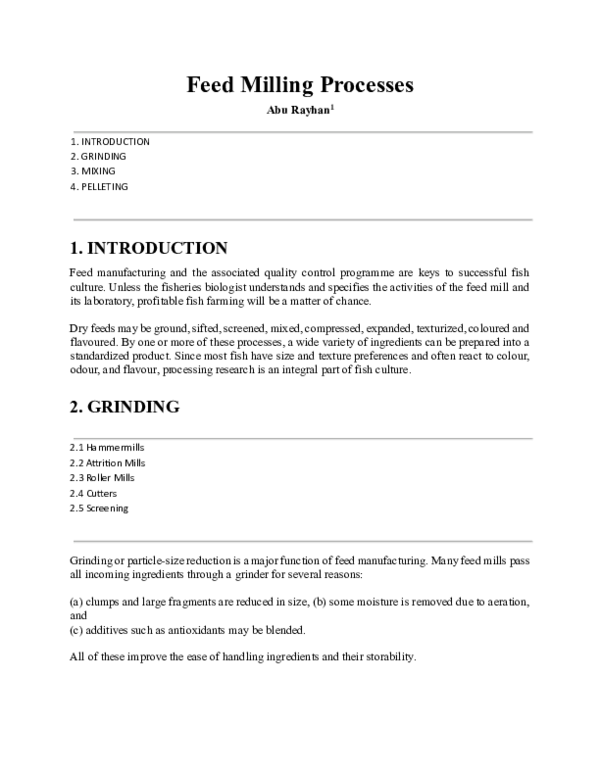 (PDF) Feed Milling Processes