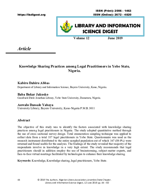 (PDF) Implementation of Library 2.0 Applications: A Study of University Libraries in Nigeria