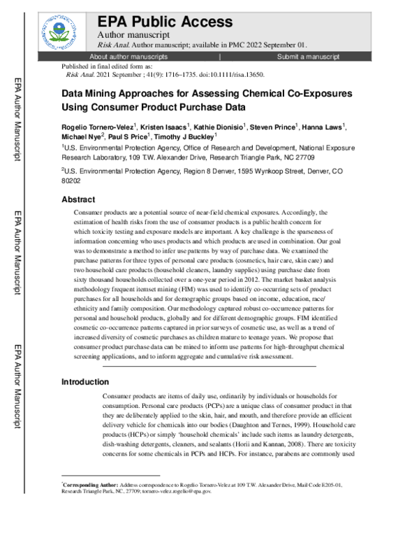 (PDF) Mining Purchase Data for Chemical Exposure Insights