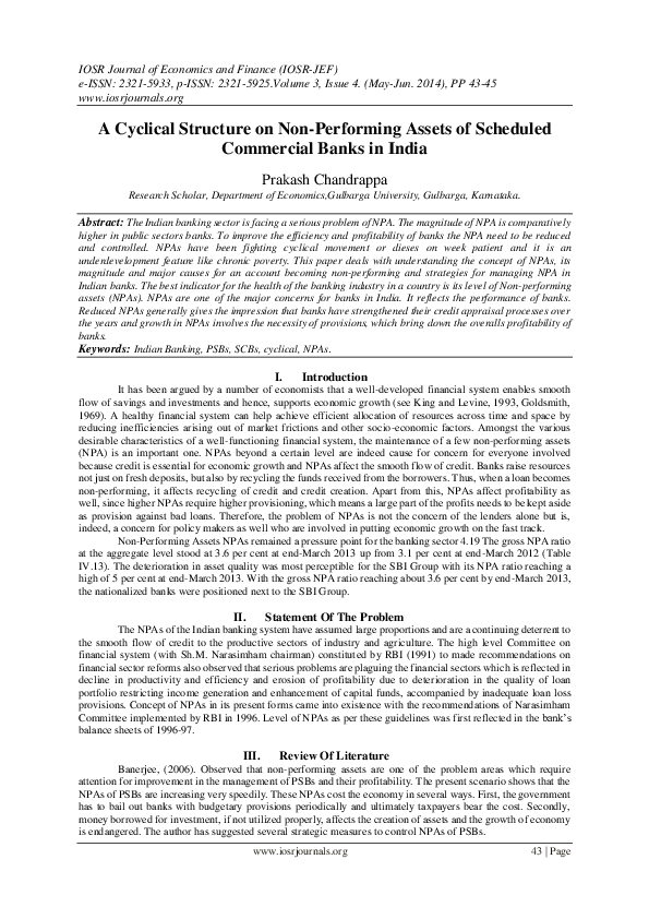 (PDF) A Cyclical Structure on Non-Performing Assets of Scheduled ...
