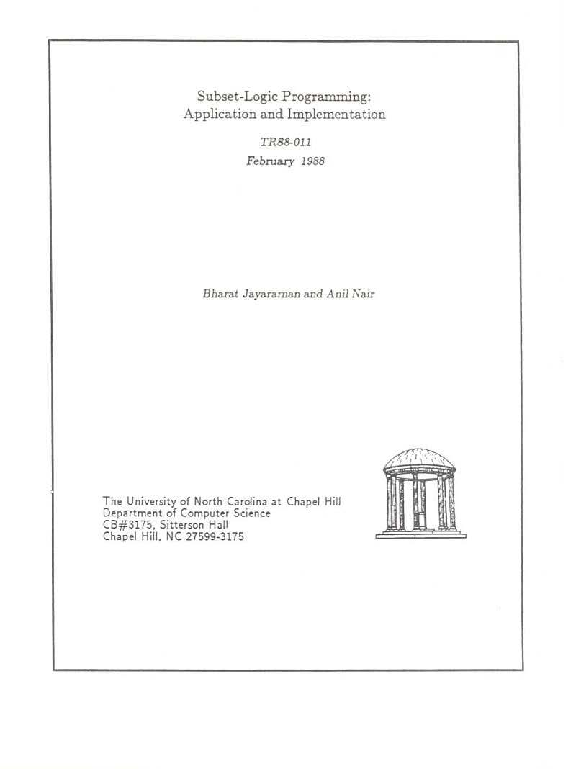 (PDF) Subset-logic programming: application and implementation