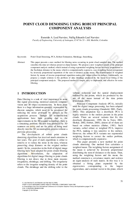 (PDF) Point Cloud Denoising Using Robust Principal Component Analysis