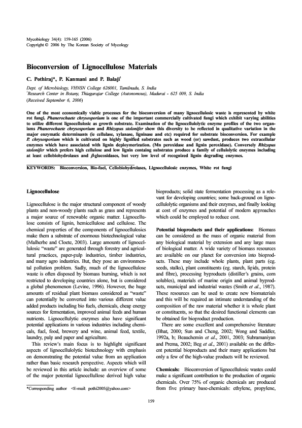 (PDF) Bioconversion of Lignocellulose Materials