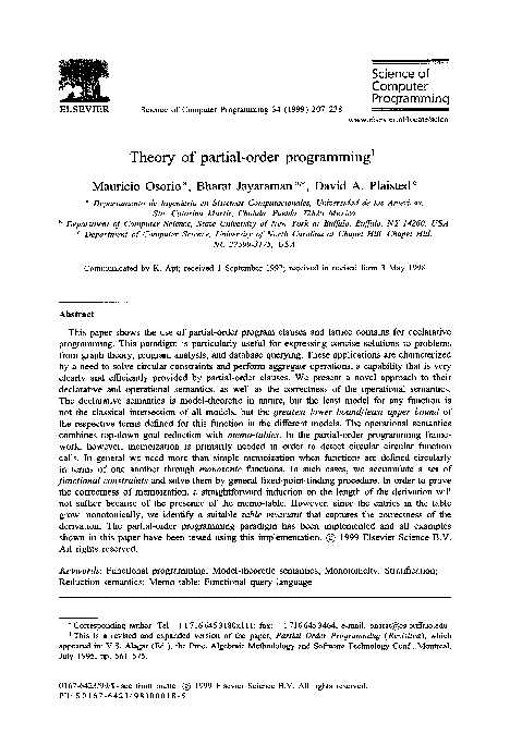 (PDF) Theory of partial-order programming