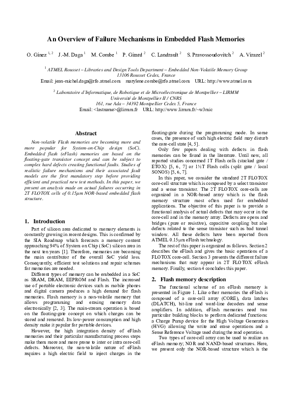 (PDF) An Overview of Failure Mechanisms in Embedded Flash Memories