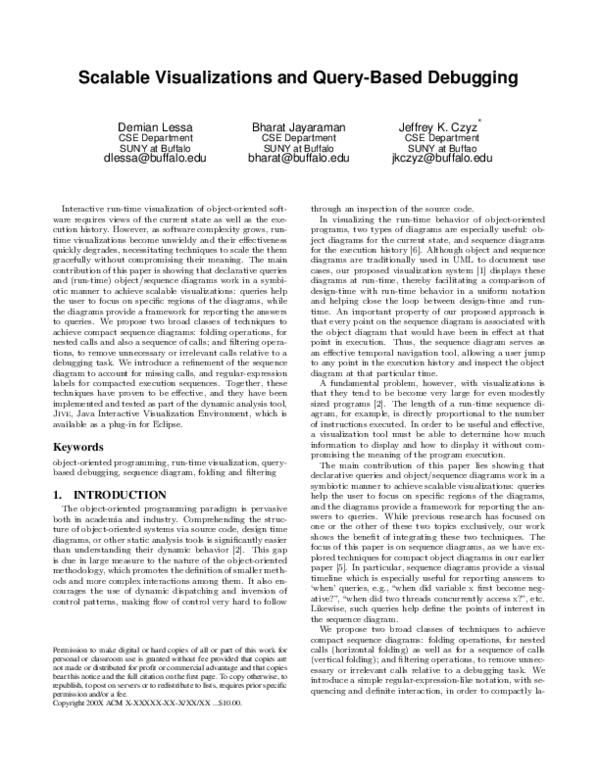 (PDF) Scalable Visualizations and Query-Based Debugging