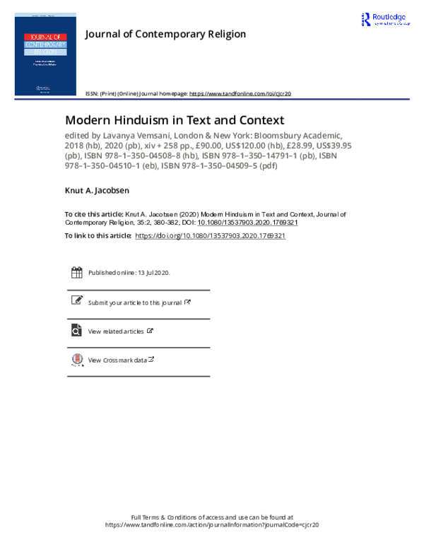 (PDF) Modern Hinduism in Text and Context