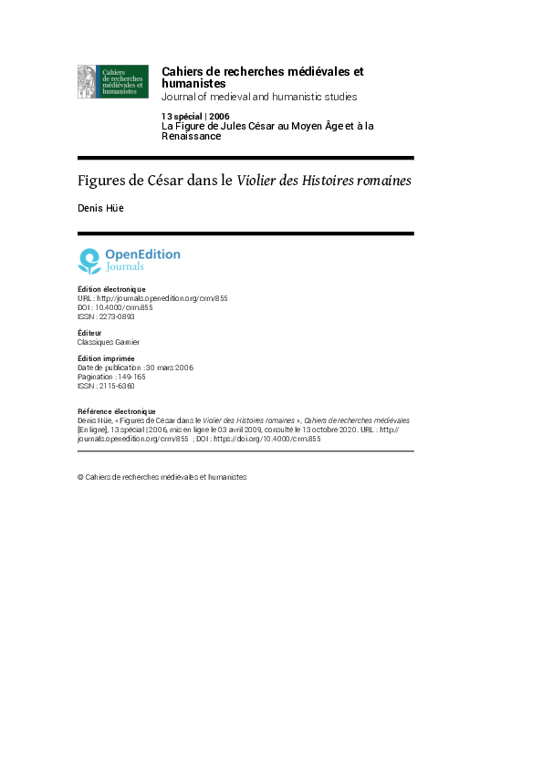 (PDF) Figures de César dans le Violier des Histoires romaines