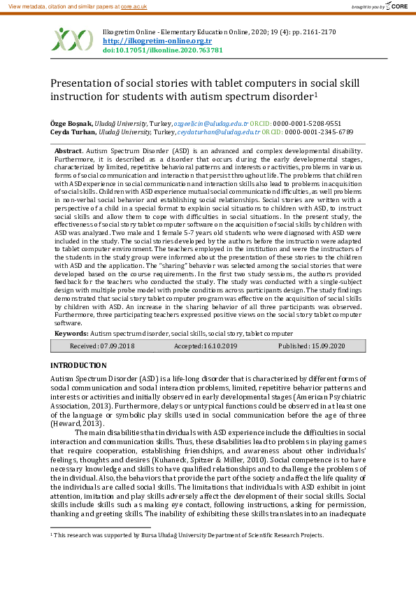 (PDF) Presentation of social stories with tablet computers in social ...