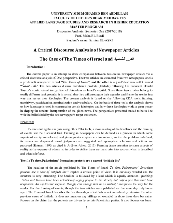 (PDF) A Critical Discourse Analysis of Newspaper Articles The Case of ...