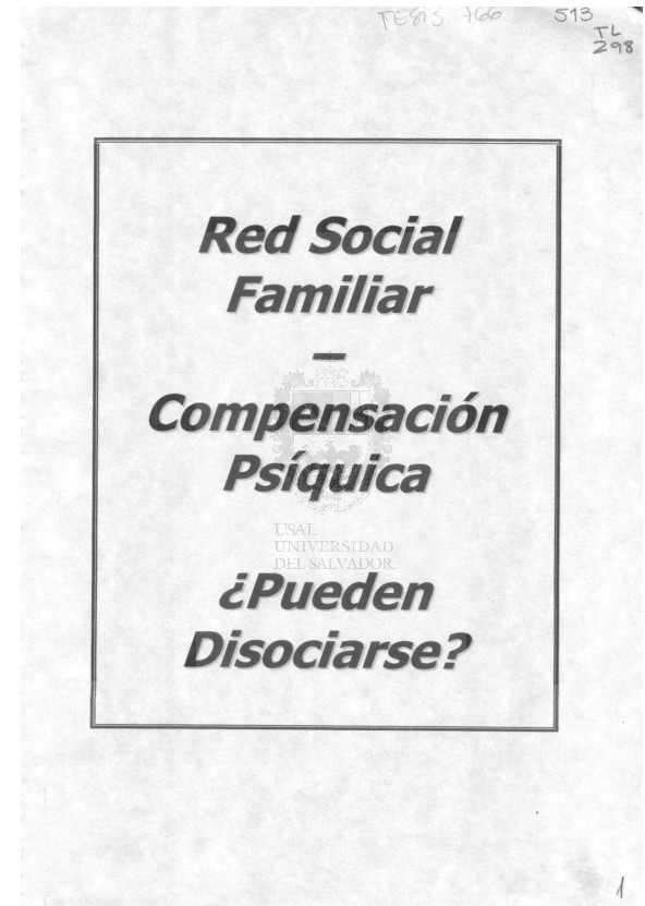(PDF) Red social familiar - compensación psíquica: ¿pueden disociarse?