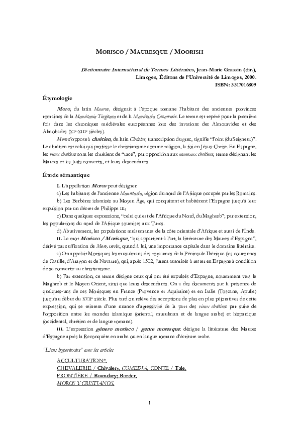 (PDF) Morisco - Mauresque - Moorish