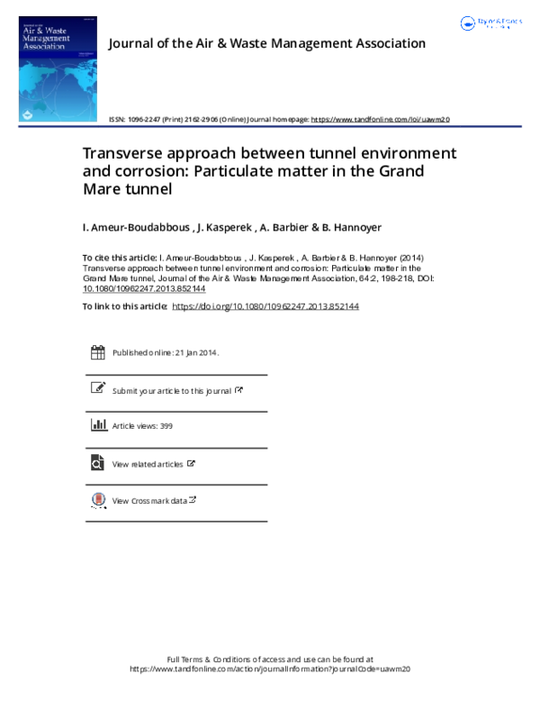 (PDF) Transverse approach between tunnel environment and corrosion ...