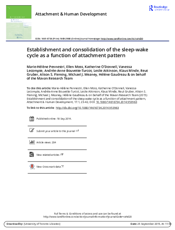 (PDF) Establishment and consolidation of the sleep-wake cycle as a ...