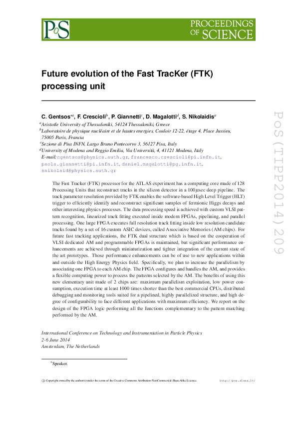(PDF) Future evolution of the Fast TracKer (FTK) processing unit