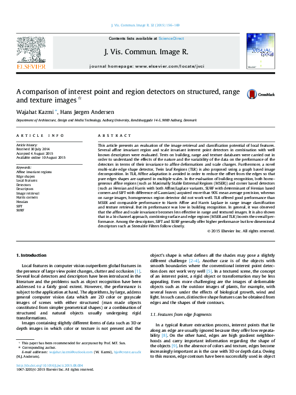 (PDF) A comparison of interest point and region detectors on structured, range and texture images