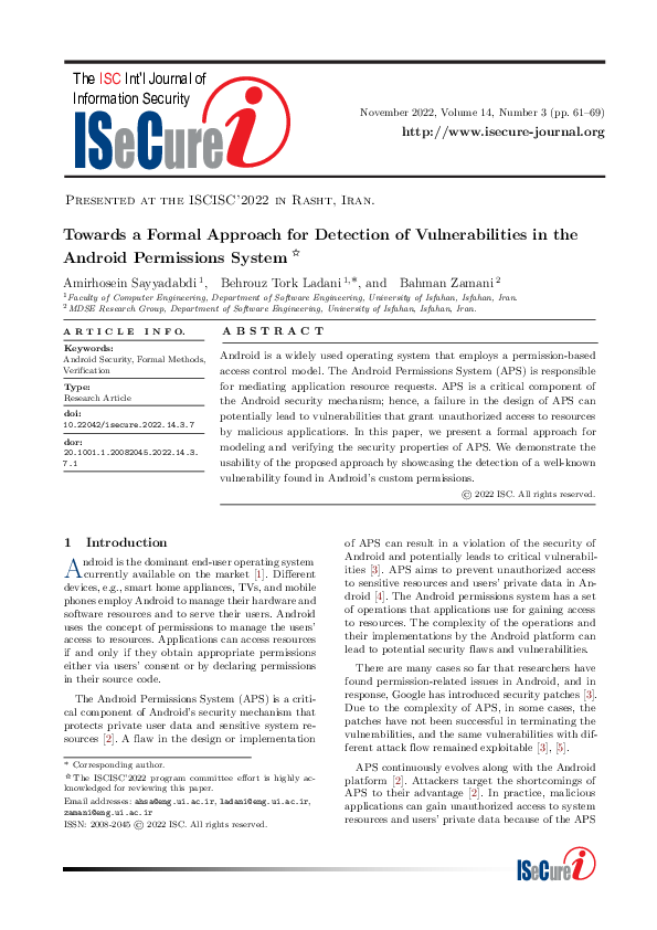 (PDF) Towards a Formal Approach for Detection of Vulnerabilities in the ...