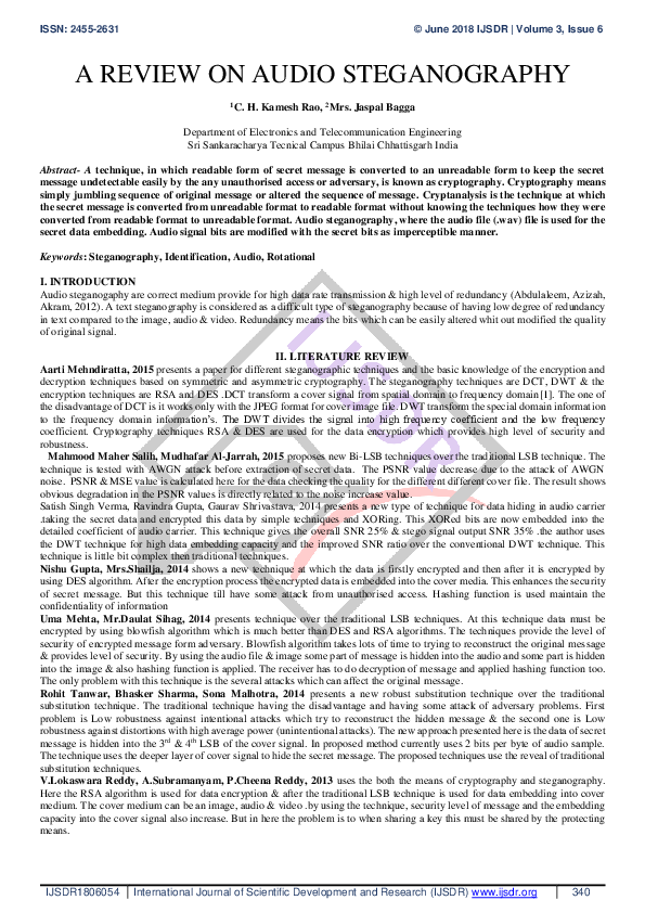 (PDF) A Review on Audio Steganography