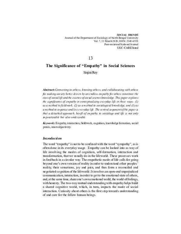 (PDF) The Significance of "Empathy" in Social Sciences