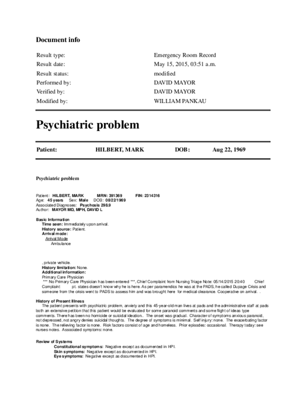 (PDF) Emergency Room Record | Mark R Hilbert - Academia.edu