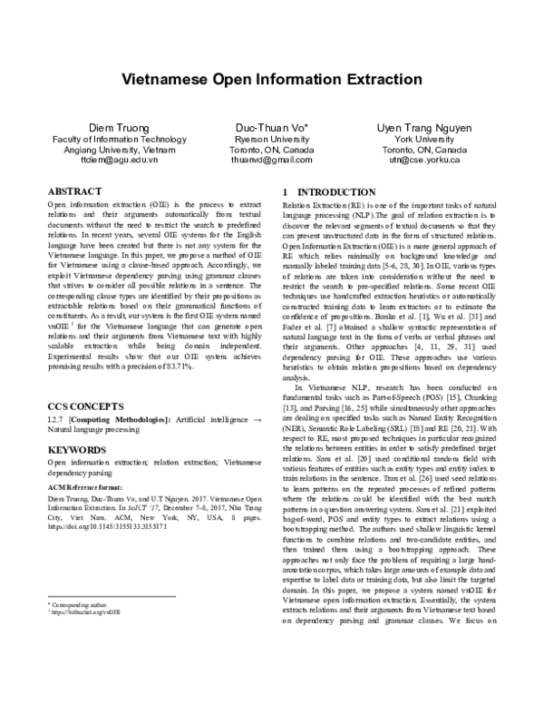 (PDF) Vietnamese Open Information Extraction