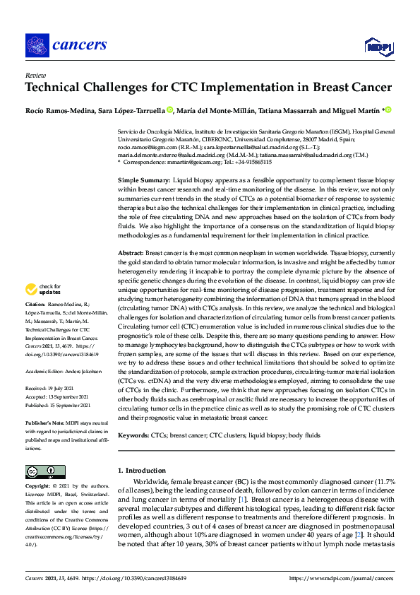 (PDF) Technical Challenges for CTC Implementation in Breast Cancer