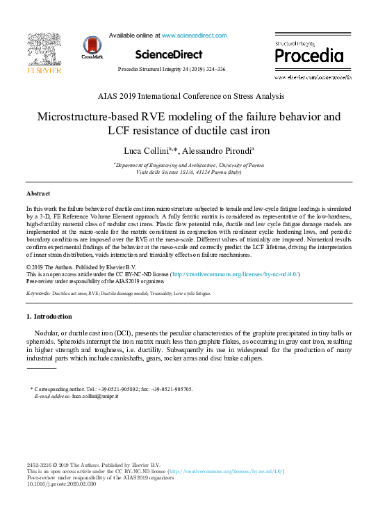 (PDF) Microstructure-based RVE modeling of the failure behavior and LCF ...