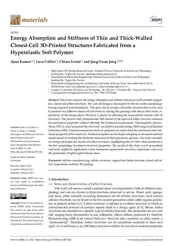 (PDF) Energy Absorption and Stiffness of Thin and Thick-Walled Closed ...