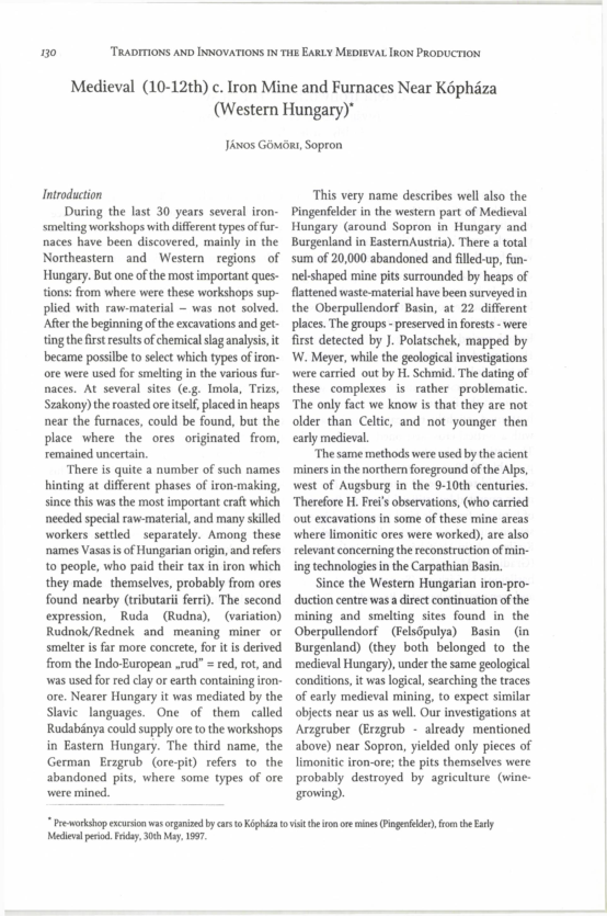 (PDF) János Gömöri, Medieval (10th - 12th) c. iron mine and furnaces ...