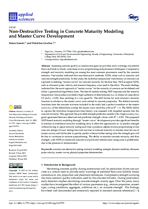 (PDF) Non-Destructive Testing in Concrete Maturity Modeling and Master ...