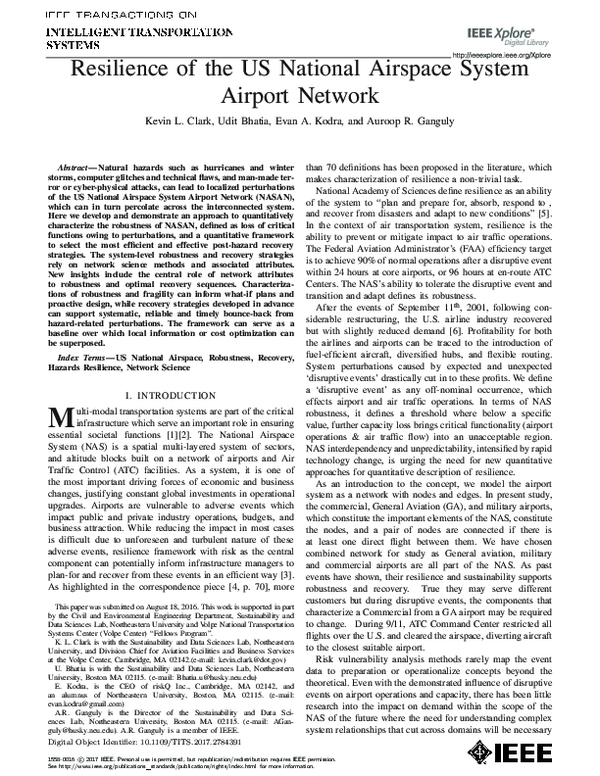 (PDF) Resilience of the U.S. National Airspace System Airport Network