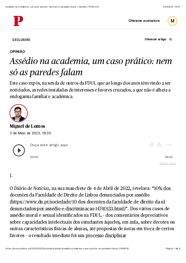 (PDF) Assédio na academia, um caso prático: nem só as paredes falam ...
