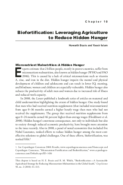(PDF) Biofortification: Leveraging agriculture to reduce hidden hunger
