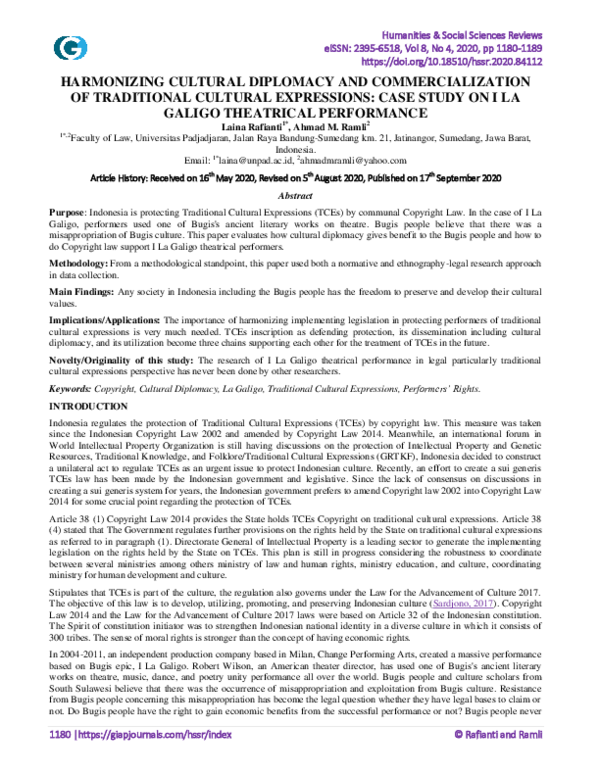 (PDF) Harmonizing Cultural Diplomacy and Commercialization of ...