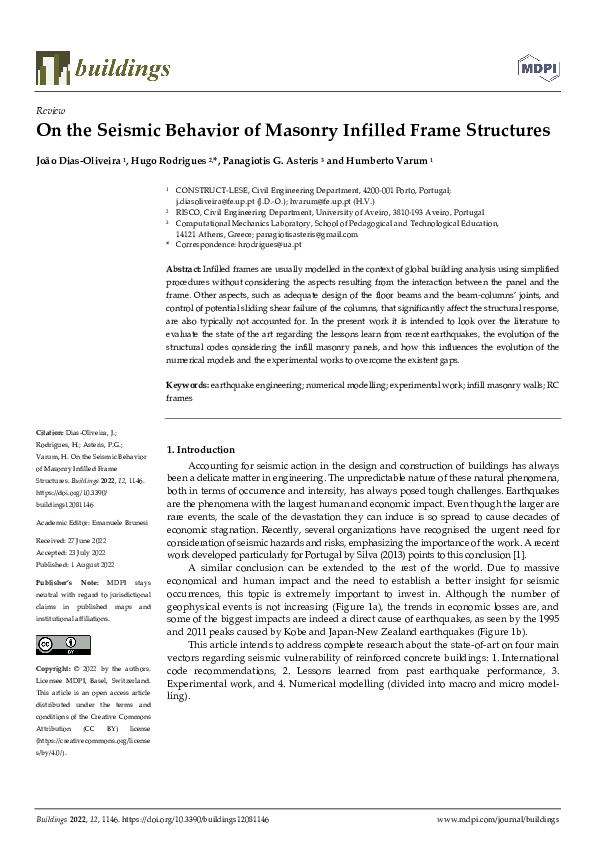 (PDF) On the Seismic Behavior of Masonry Infilled Frame Structures