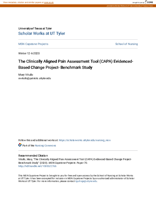 (PDF) The Clinically Aligned Pain Assessment Tool (CAPA) Evidenced ...